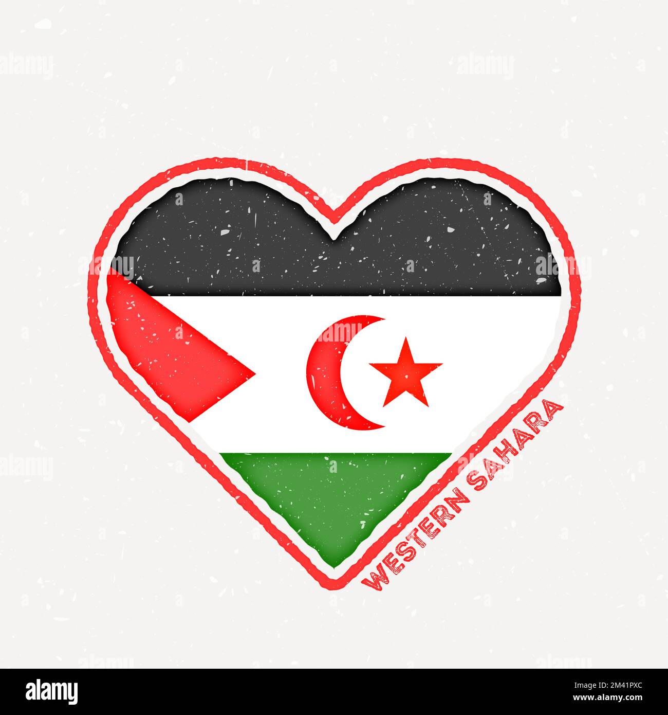 Western Sahara heart flag badge. Western Sahara logo with grunge ...
