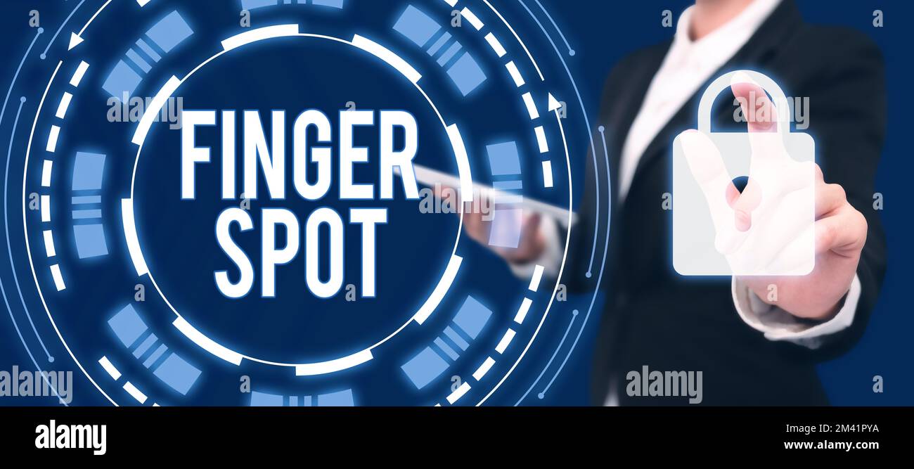 Writing displaying text Finger Spot. Word Written on Small fluid-filled ...