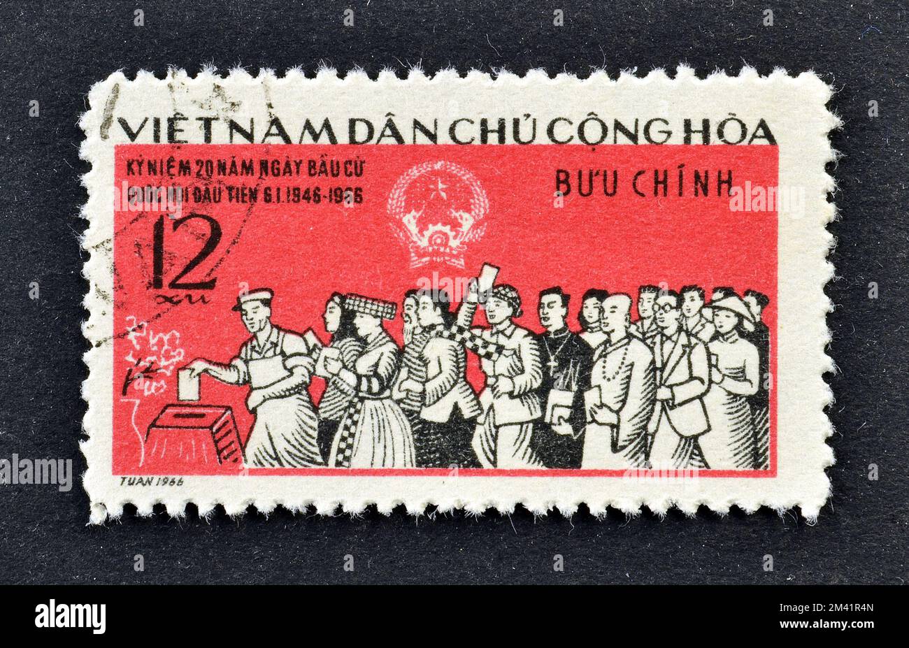 Cancelled postage stamp printed by Vietnam, that shows Casting votes ...