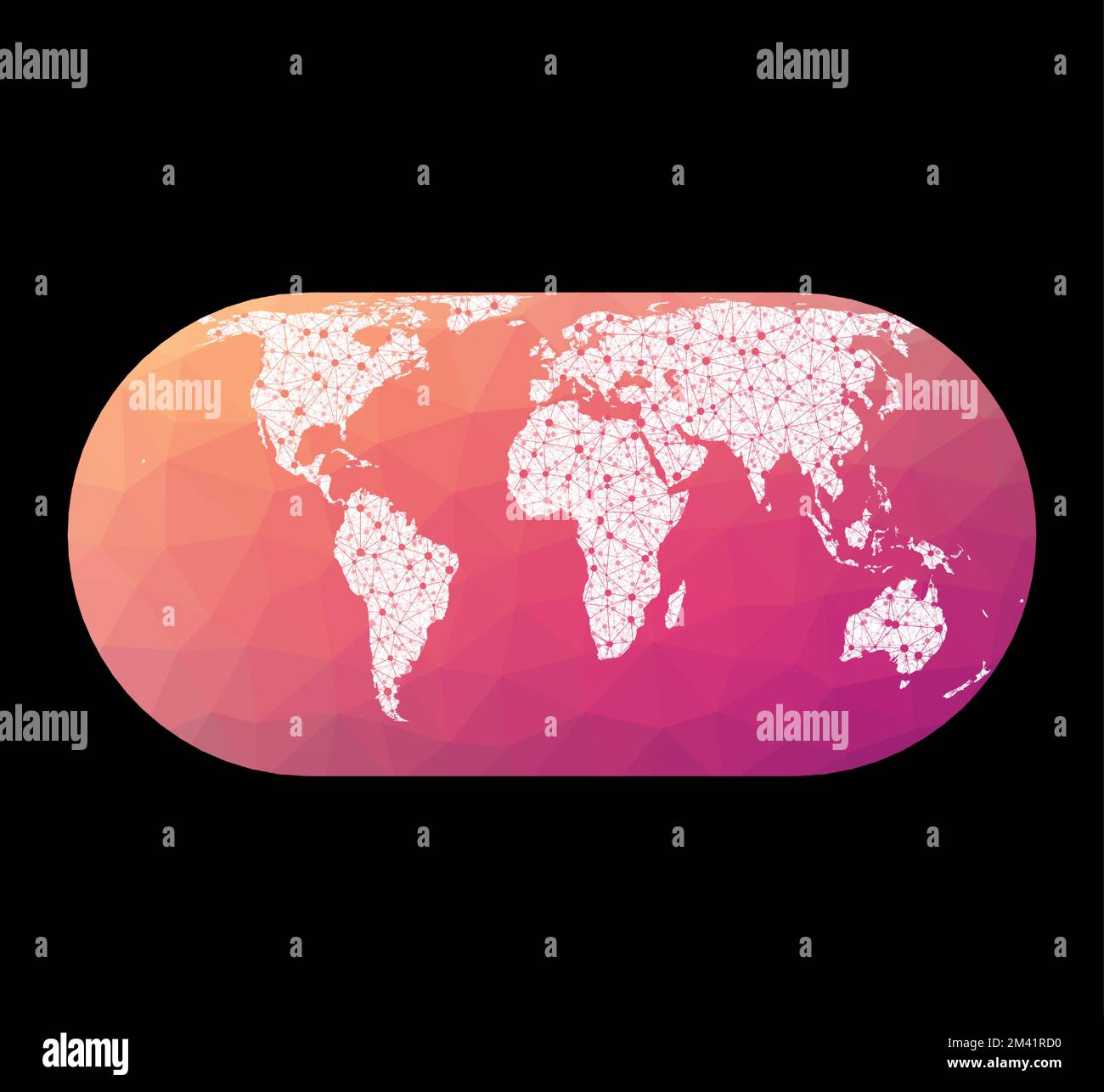 World network map. Herbert Hufnage's pseudocylindrical equal-area ...
