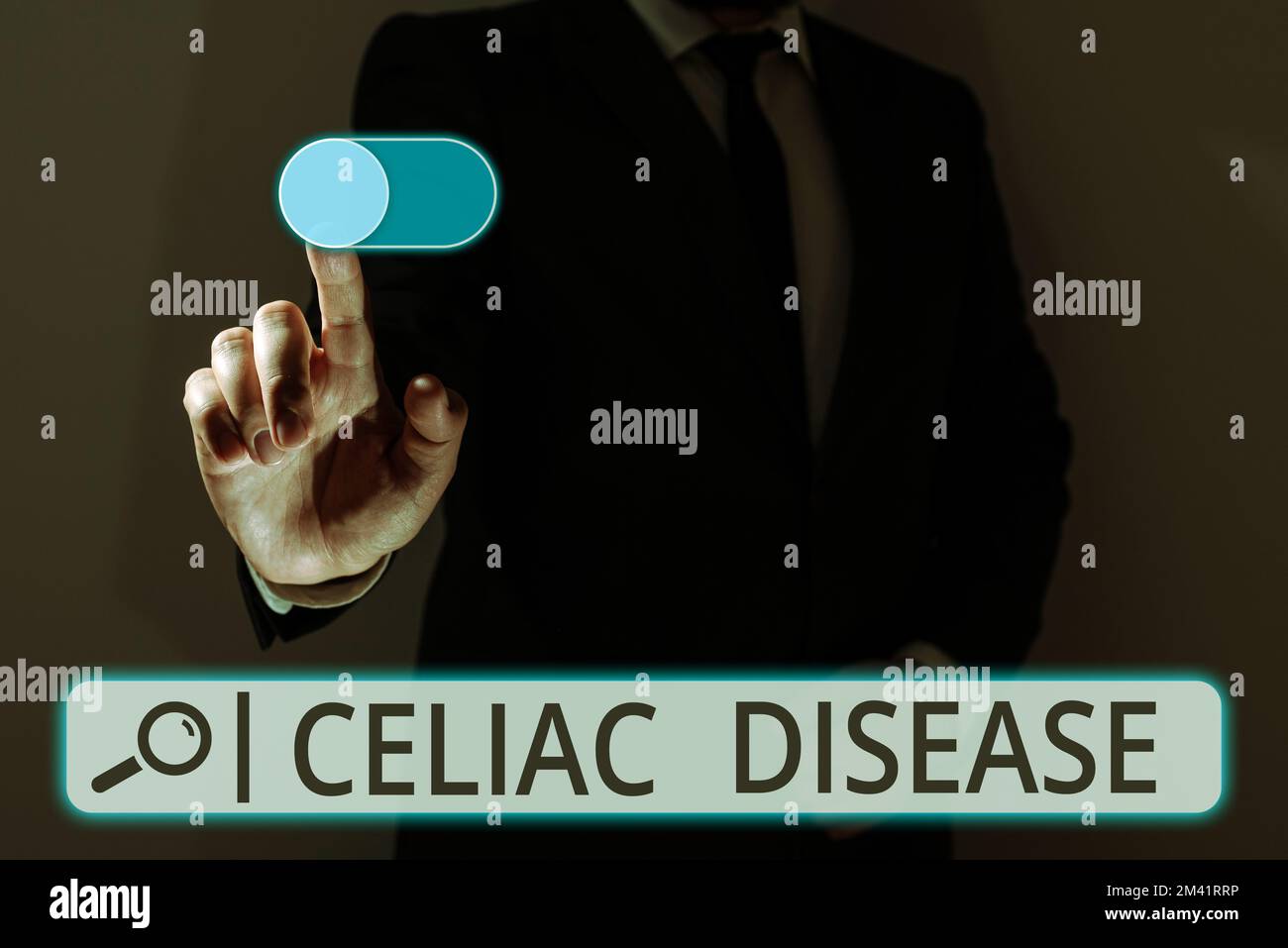 Hand writing sign Celiac Disease. Word Written on Small intestine is ...