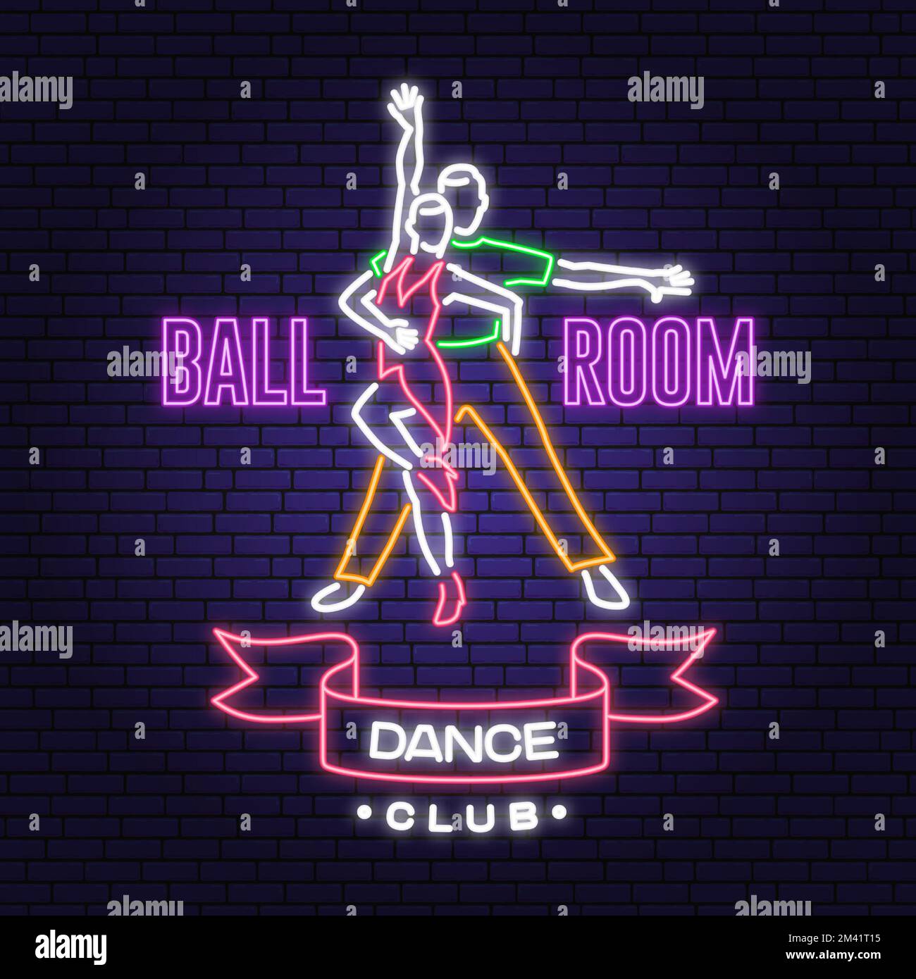 Ballroom dance sport club Bright Neon Sign. Dance sport neon emblem ...