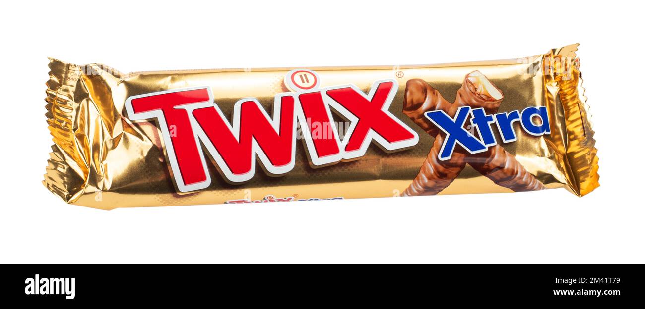 Ukraine, Kyiv - December 14, 2022: Twix cookie bars isolated on white ...
