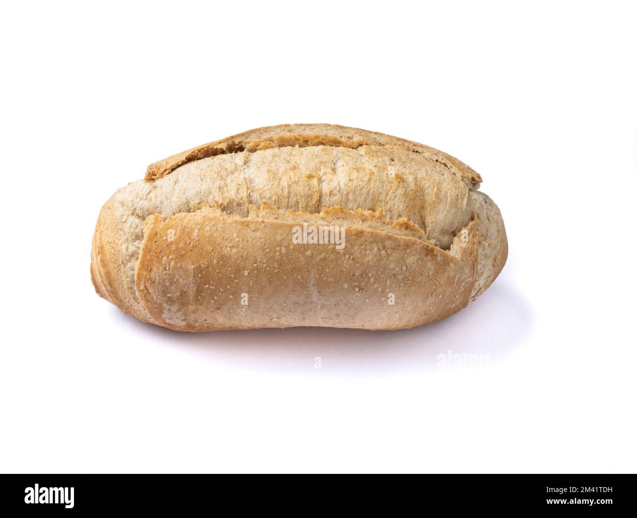 Whole french bread, salt bread or pistolet isolated over white ...