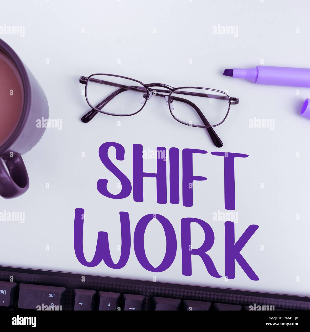 Sign displaying Shift Work. Word Written on work comprising periods in ...