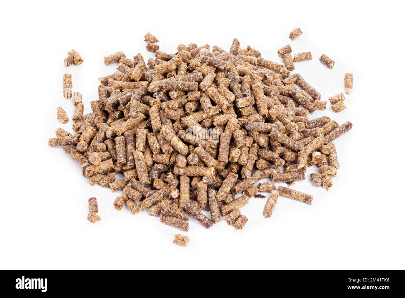 Sunflower granulated feed on white background, close-up. Pile of ...