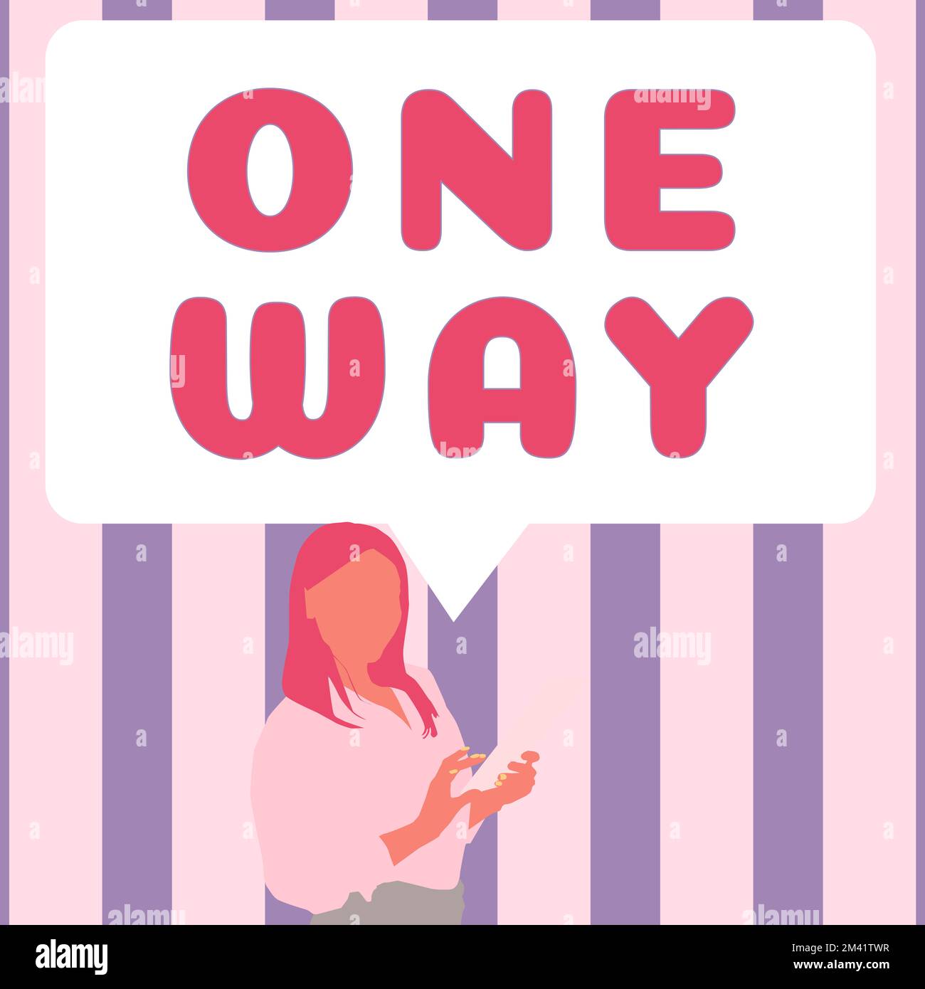 Hand writing sign One Way. Word for Only direction Street sign Traffic ...