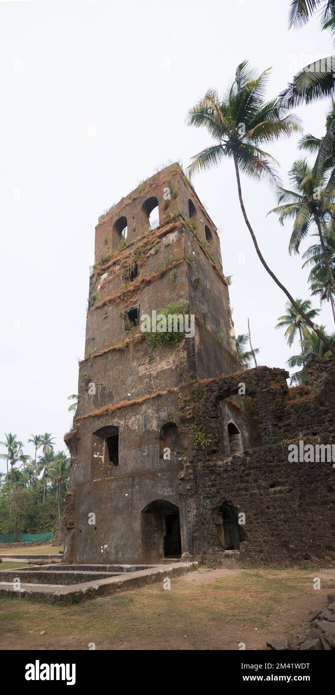 Ruins of seven floor tower in Revdanda Fort Alibag state Maharashtra ...