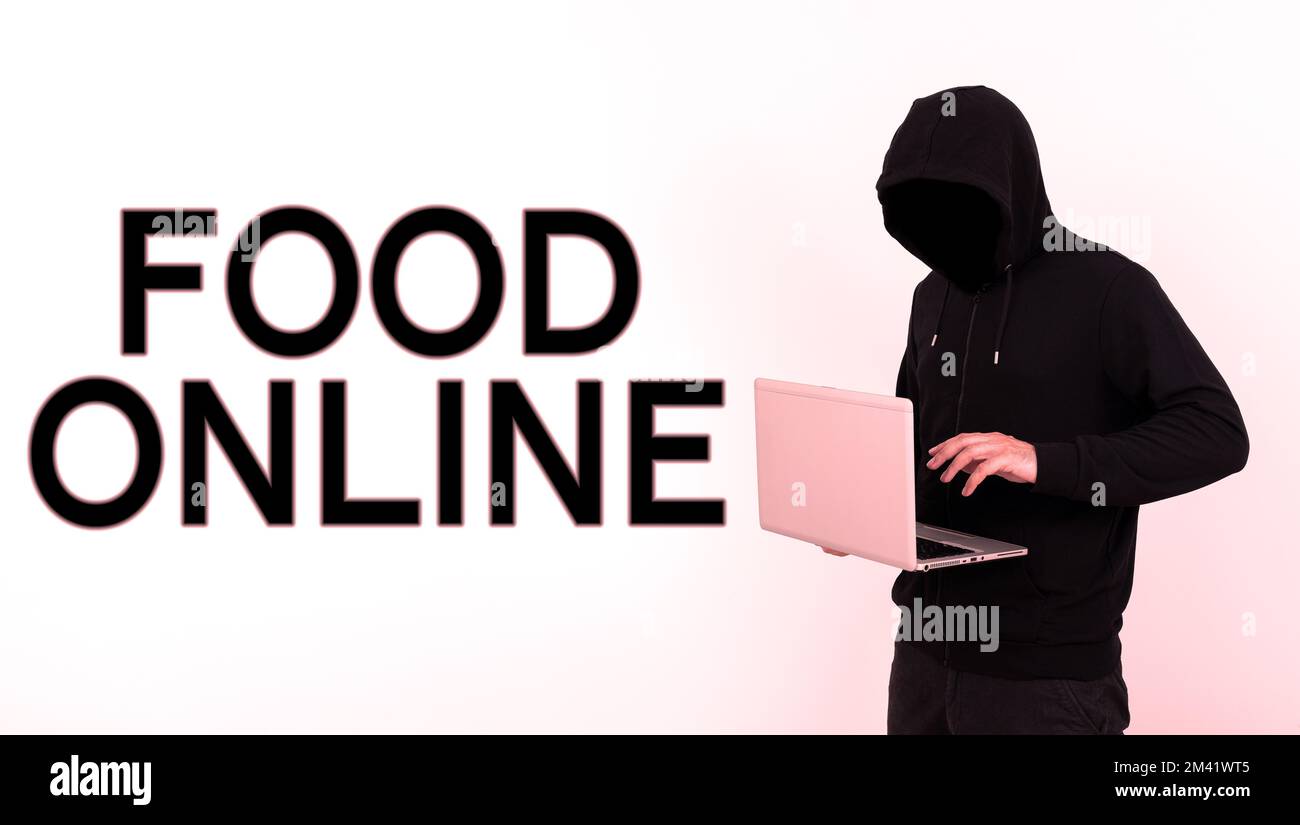 Hand writing sign Food Online. Business concept asking for something to ...