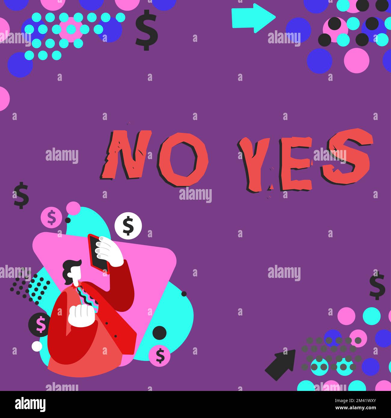 Text sign showing No Yes. Conceptual photo Answering question using ...