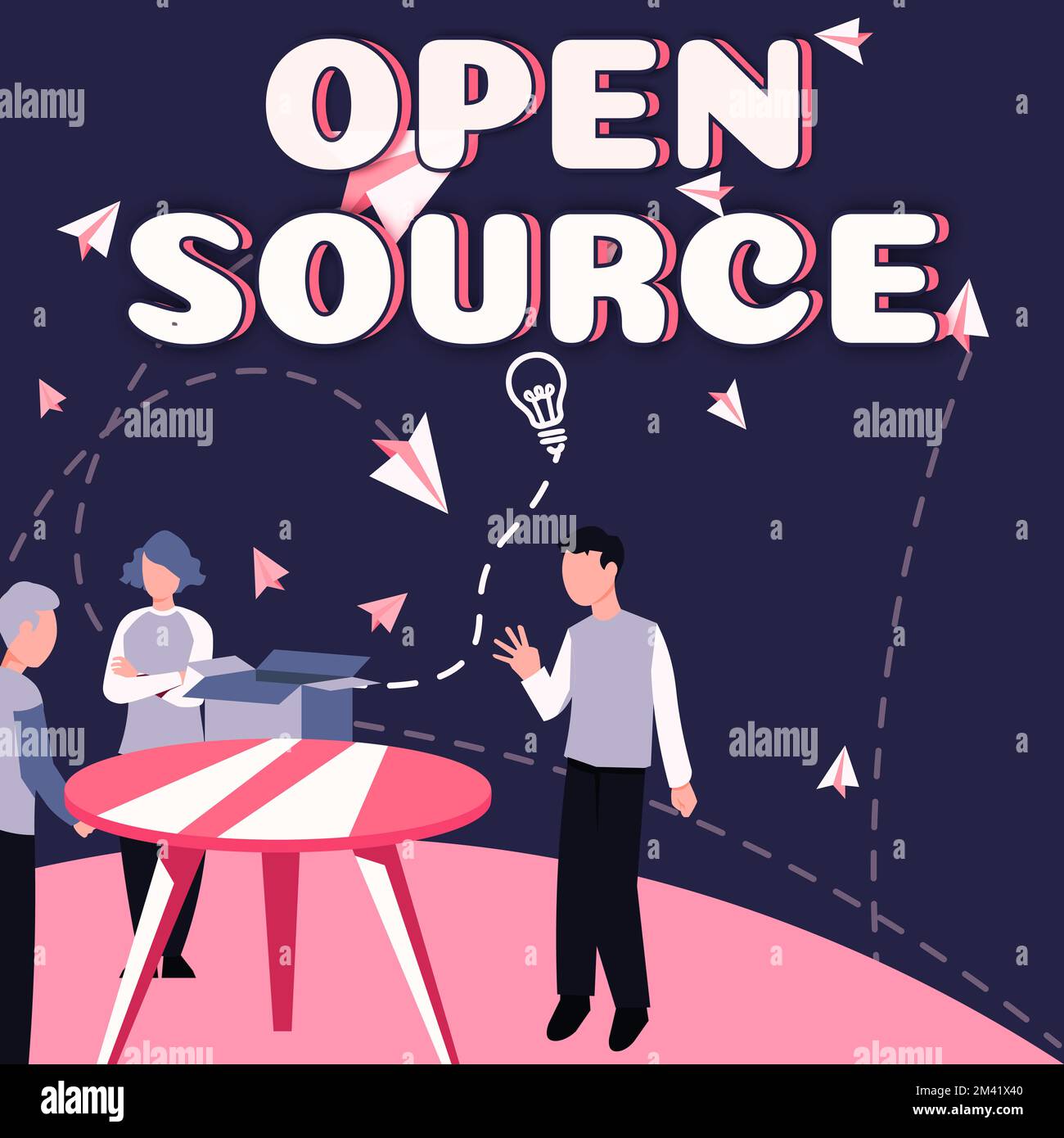 Text caption presenting Open Source. Word Written on denoting software which original source ...