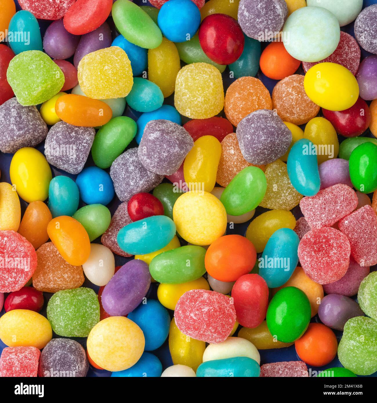 Closeup top view of colorful candies. Candy backdrop Stock Photo - Alamy