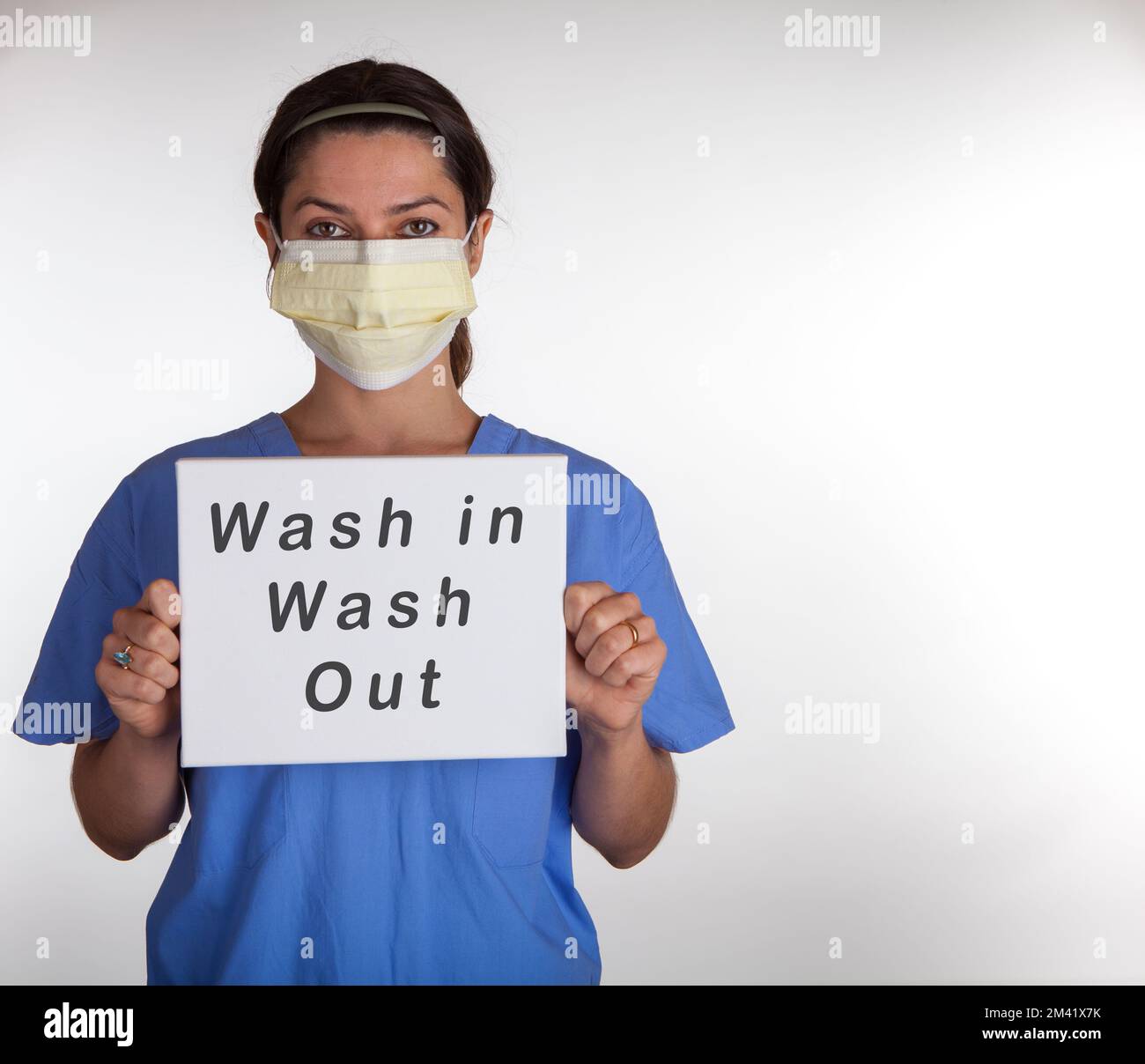 Wash in Wash Out - Healthcare hand hygiene concept sign. Medical ...