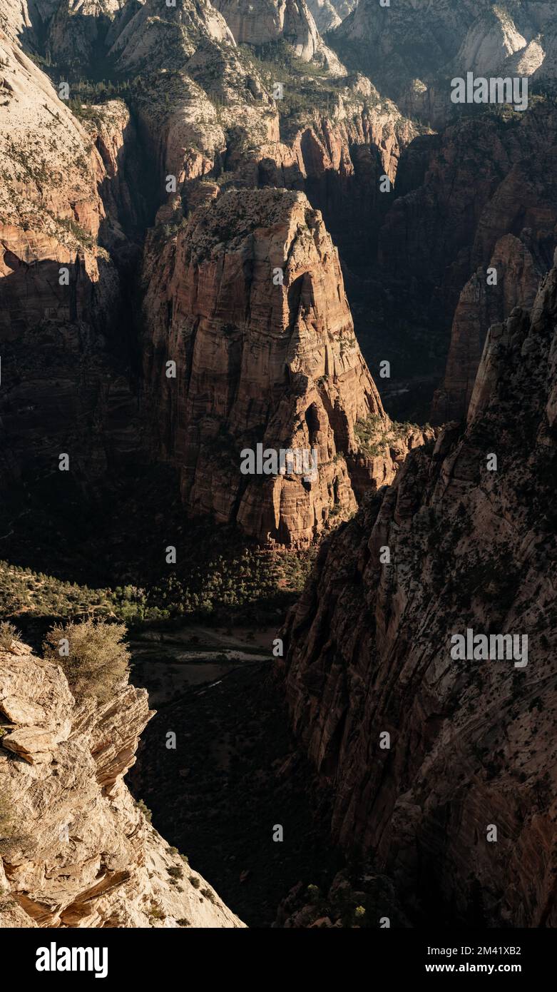 Overlooking Angels Landing Formation from Deertrap Mountain Stock Photo ...