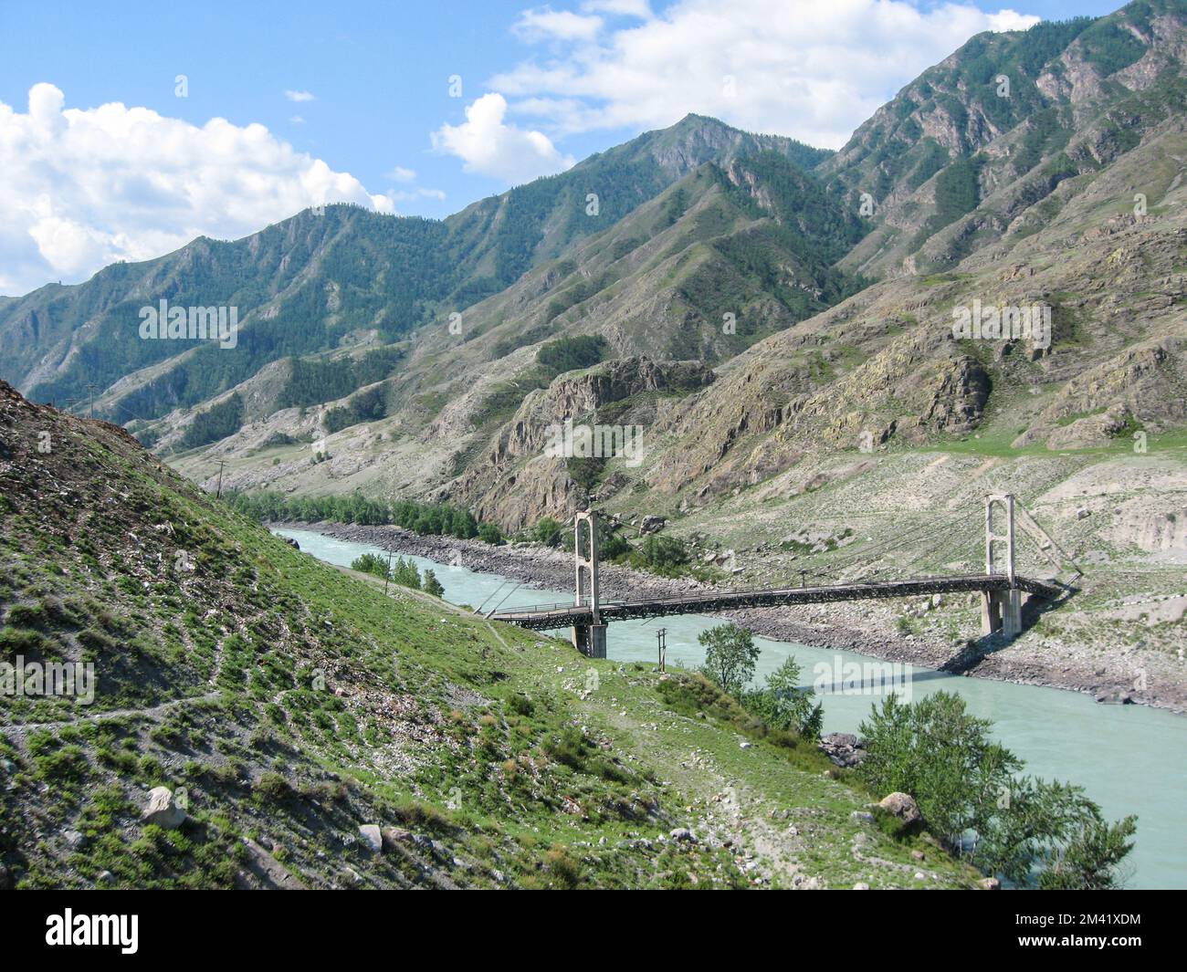 Old suspension bridge over hi-res stock photography and images - Alamy