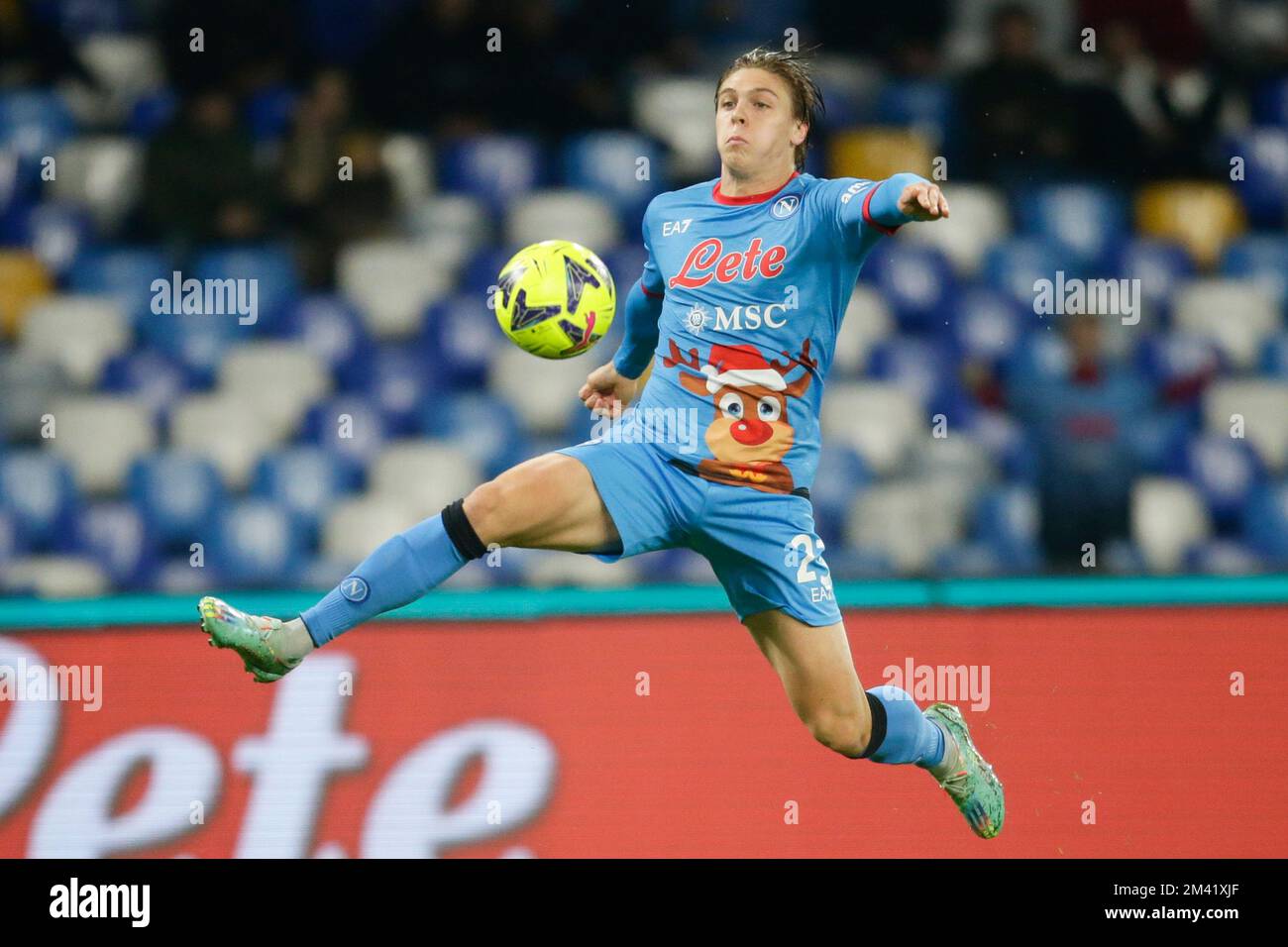 SSC Napoli’s Italian forward Alessio Zerbin controls the ball During ...