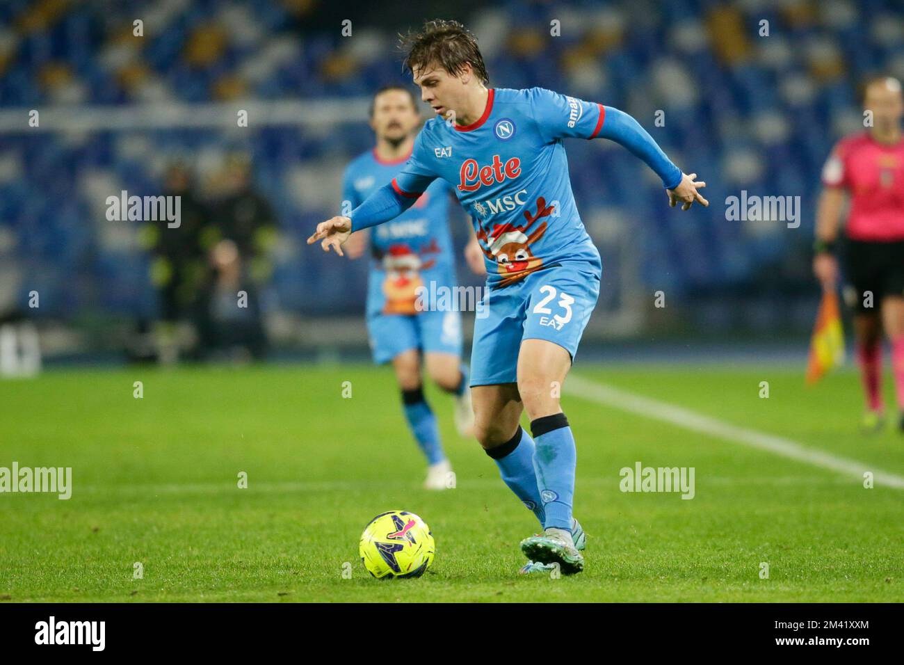 SSC Napoli’s Italian forward Alessio Zerbin controls the ball During ...