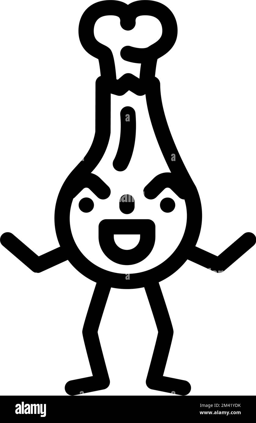 chicken meat character line icon vector illustration Stock Vector Image ...