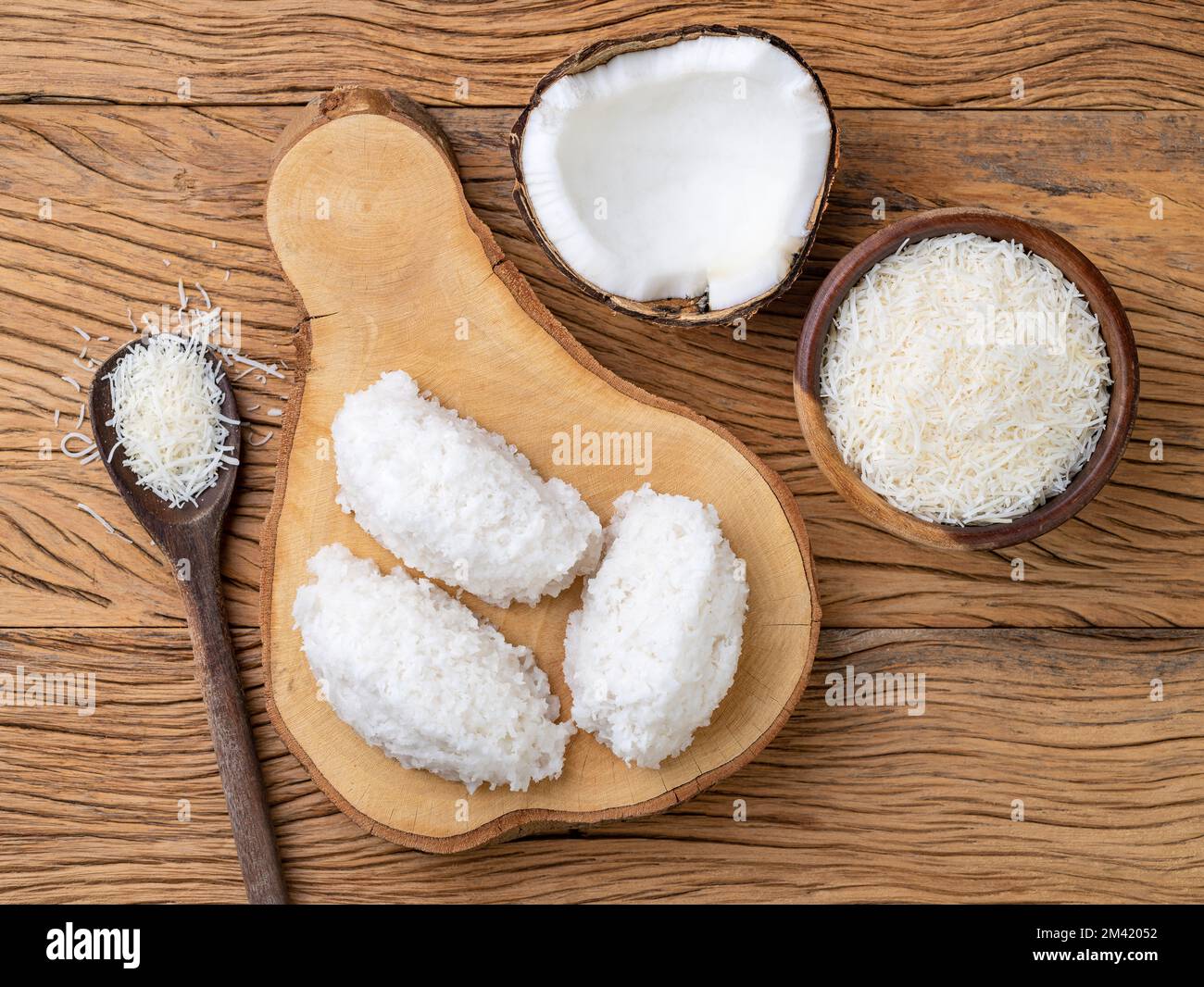 Cocada, traditional latin american coconut candy with grated coconut ...