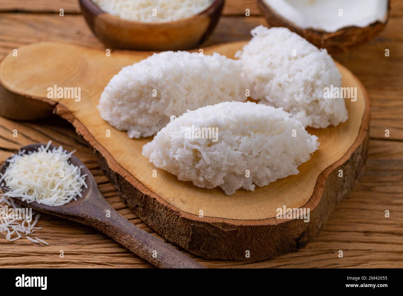 Cocada, traditional latin american coconut candy with grated coconut ...
