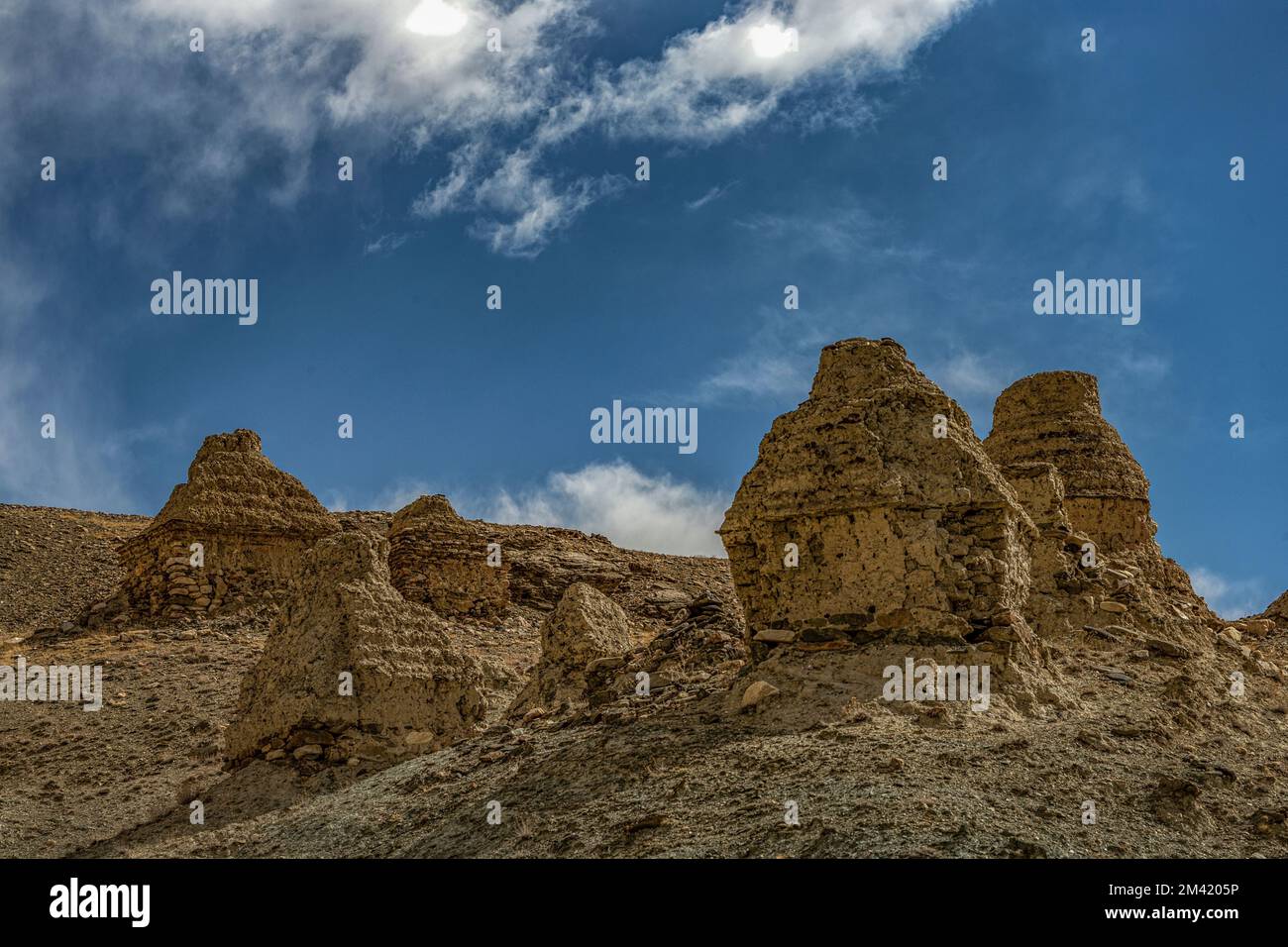 The view of Piyang Dongga ruins in Zanda County, Ngari Prefecture ...