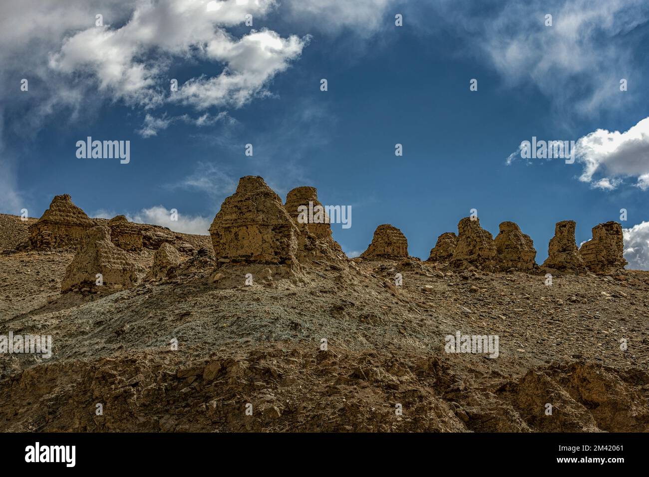 The view of Piyang Dongga ruins in Zanda County, Ngari Prefecture ...