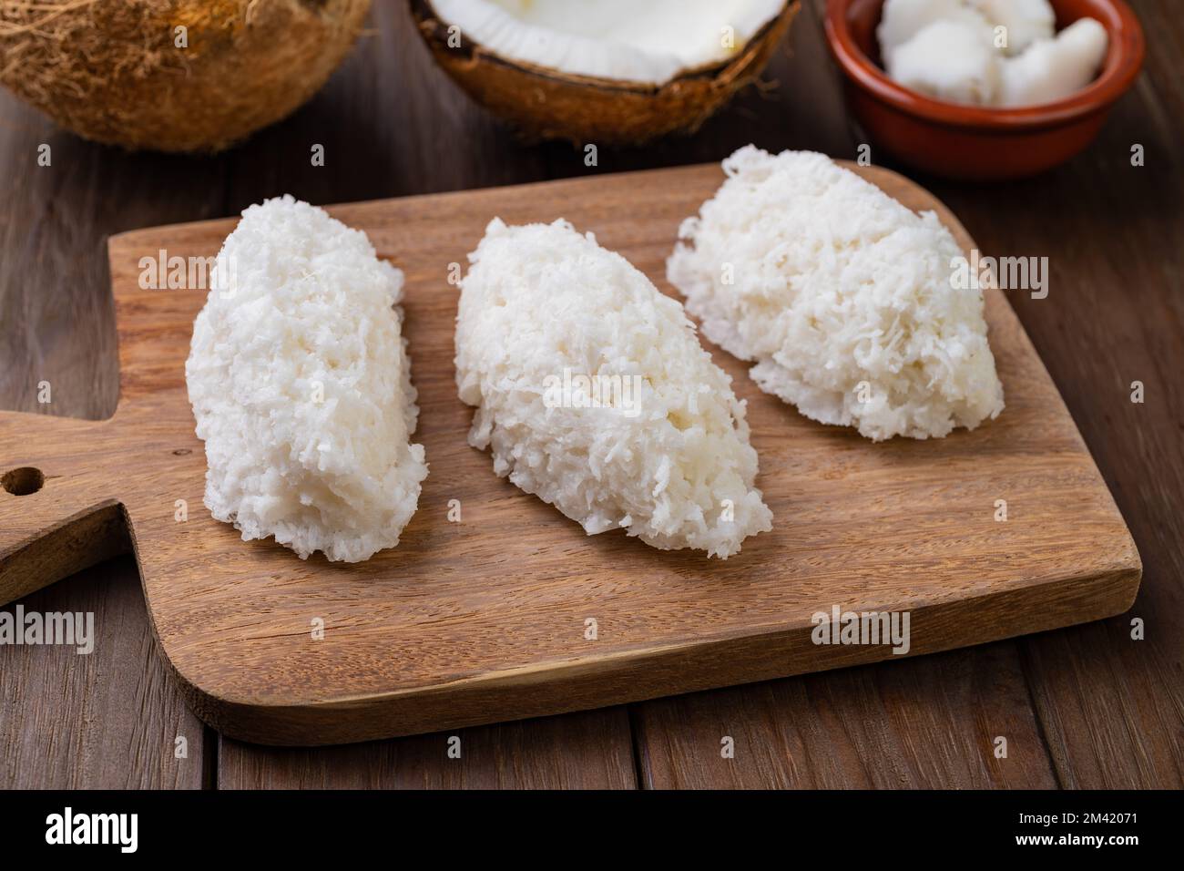 Cocada, traditional latin american coconut candy with grated coconut ...