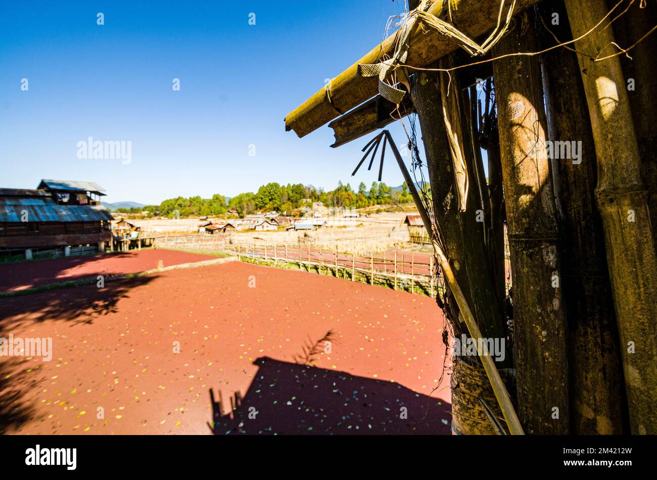 Typical rice fields and village structure of the Apatani tribe Stock ...