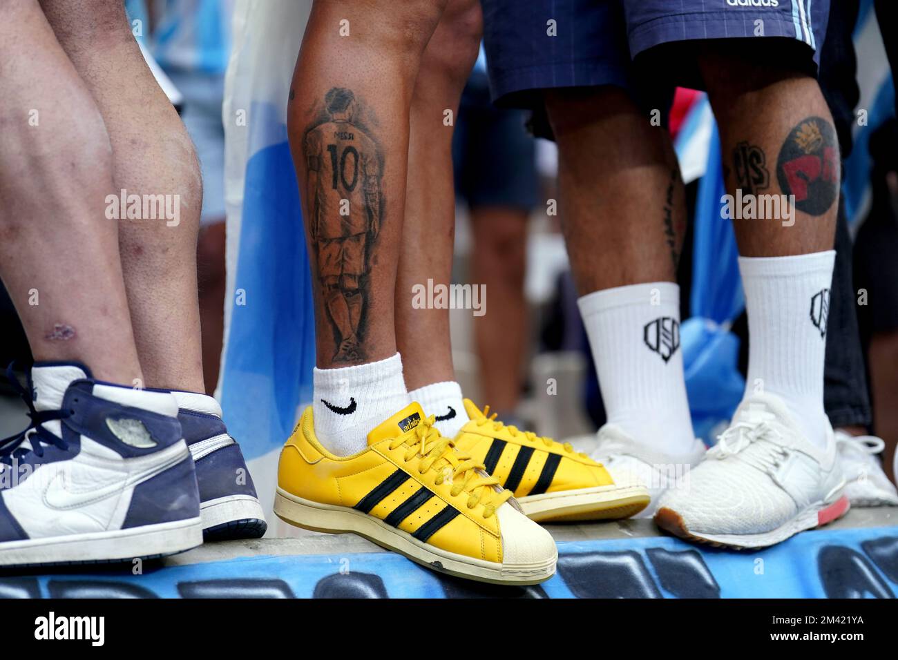 Argentina's Lionel Messi features as a tattoo on a fans calf ahead of ...