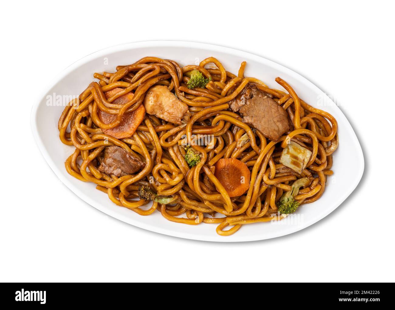 Yakisoba, traditional asian pasta with noodles, meat and vegetables ...