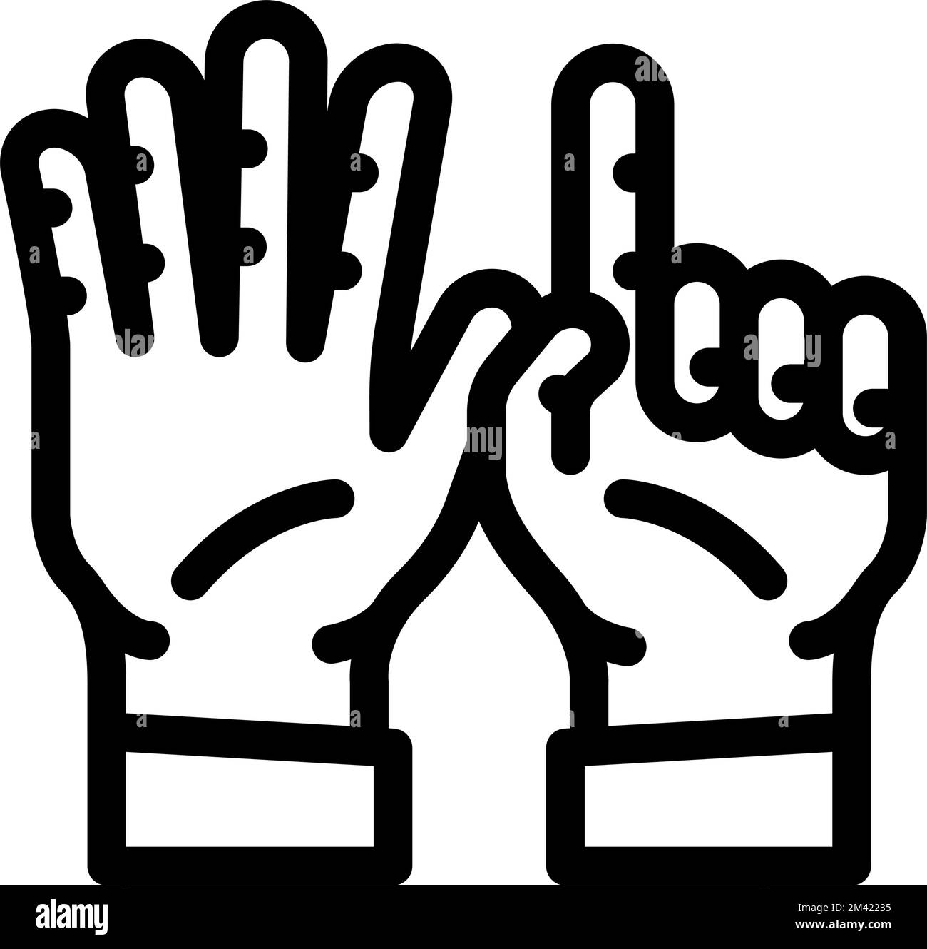six number hand gesture line icon vector illustration Stock Vector Image & Art - Alamy