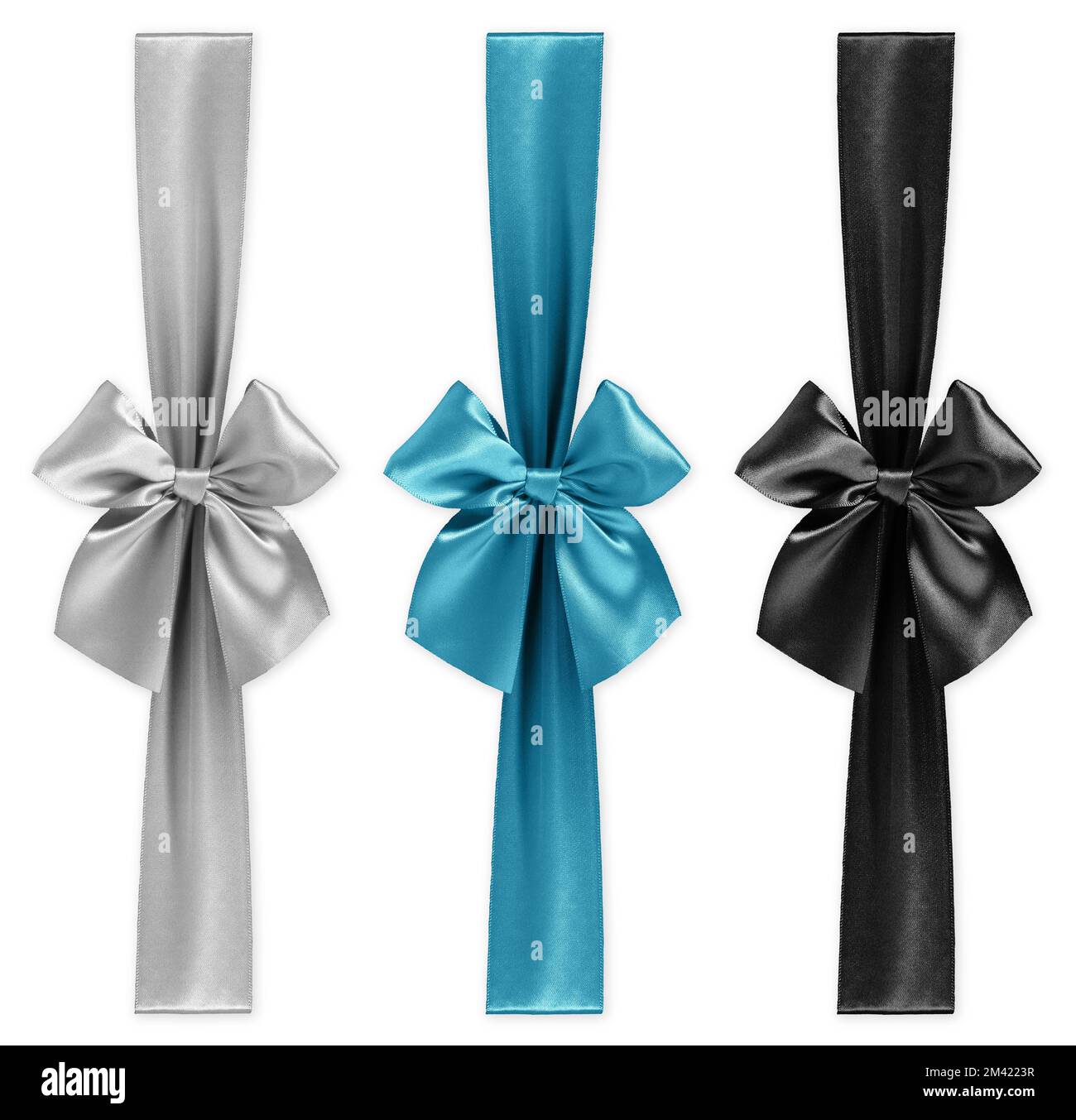 Card silver ribbons bow Cut Out Stock Images & Pictures - Alamy