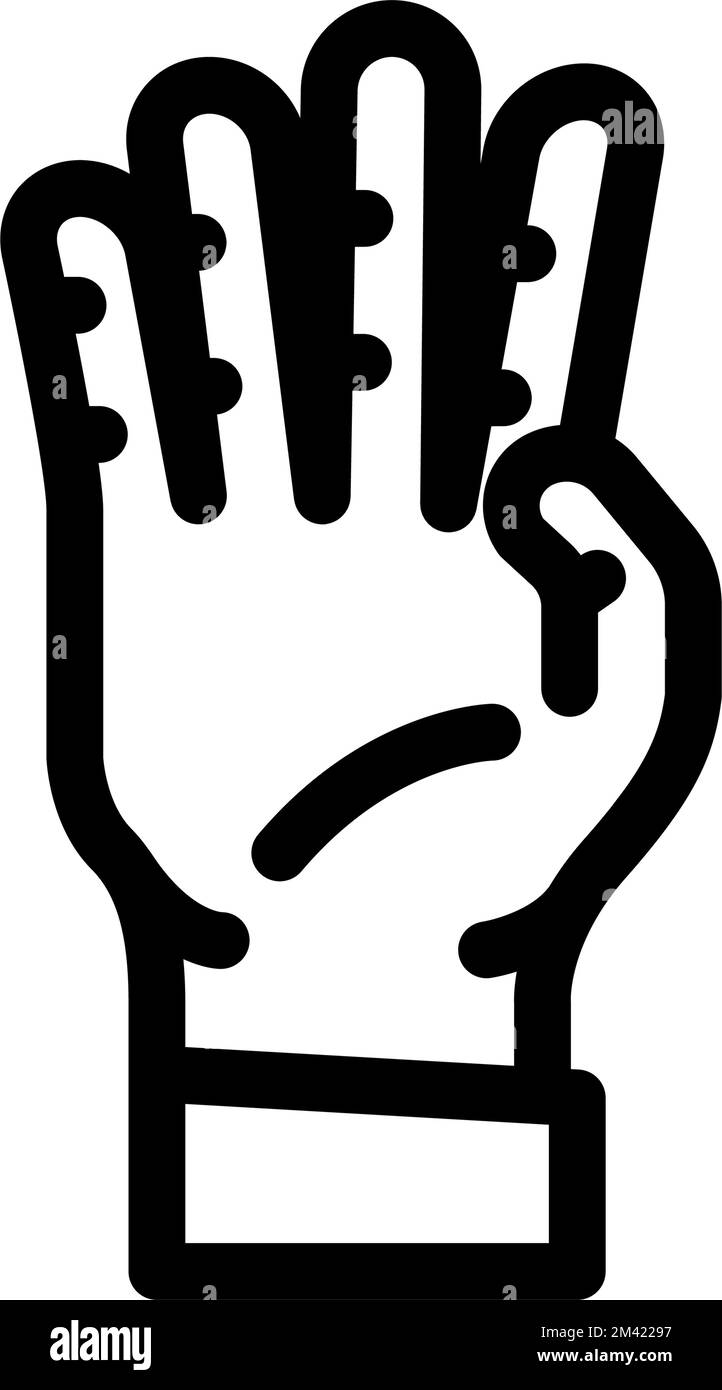 four number hand gesture line icon vector illustration Stock Vector ...