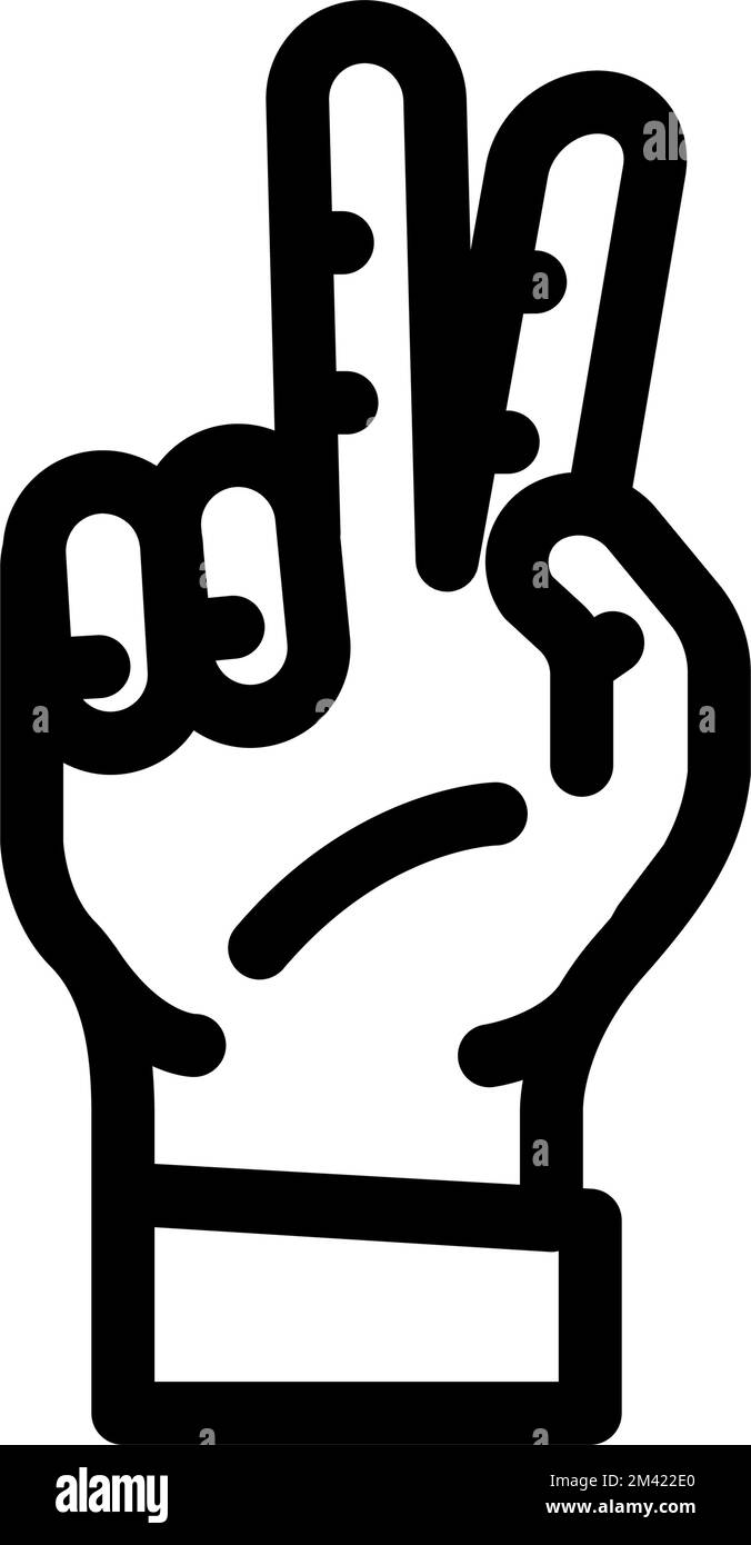 two number hand gesture line icon vector illustration Stock Vector Image & Art - Alamy