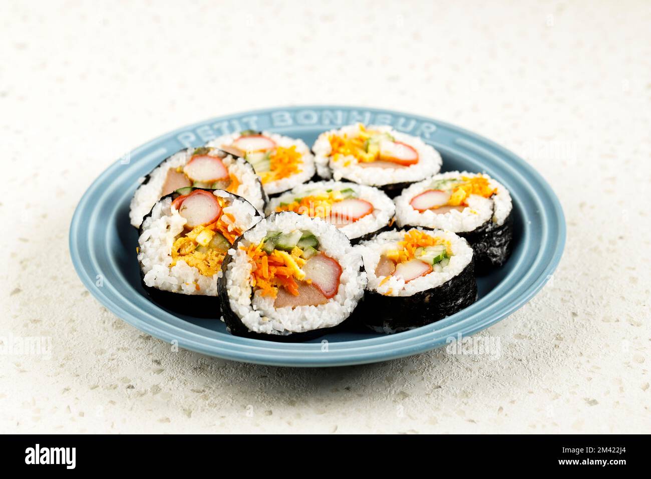 Korean Roll Gimbap or Kimbob, Made from Steamed White Rice Bap with ...