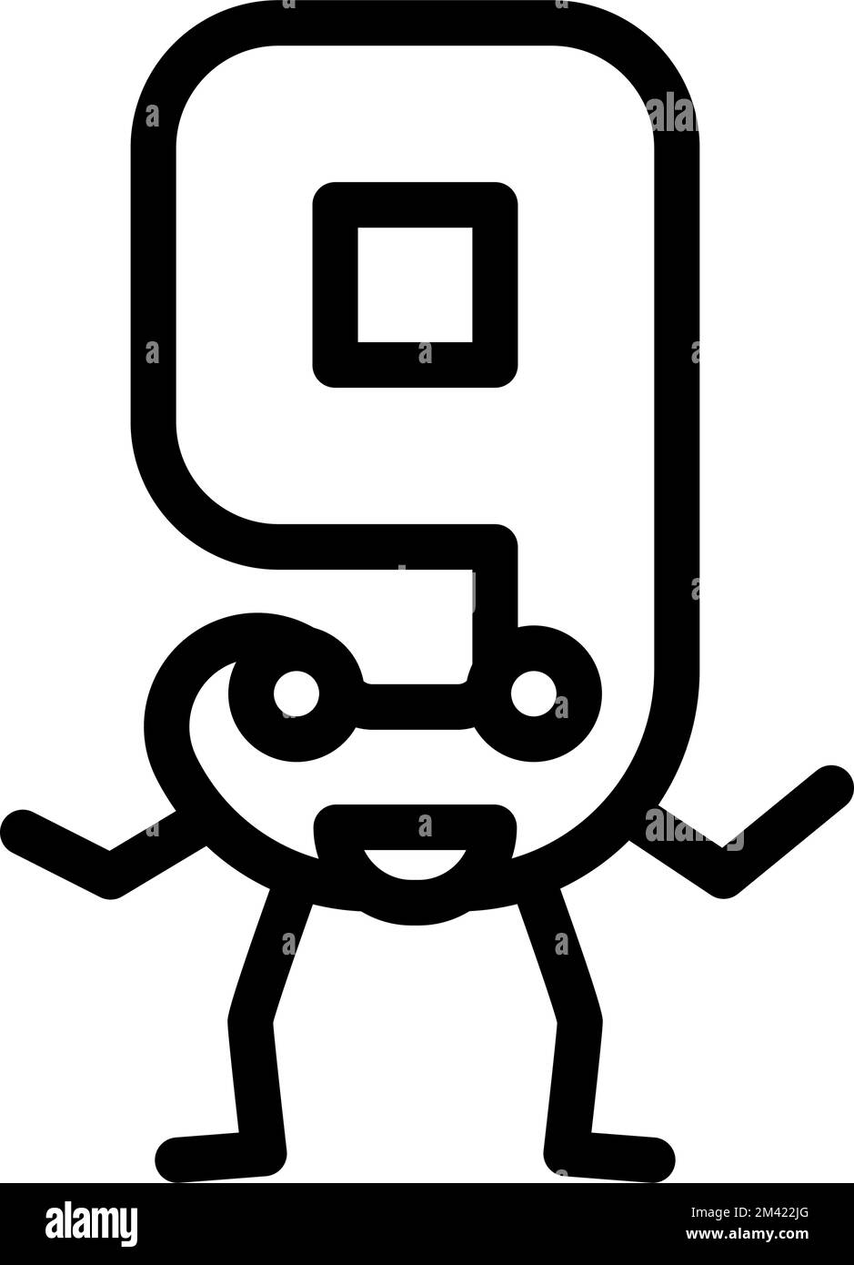 nine number character line icon vector illustration Stock Vector Image ...