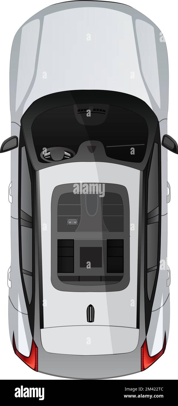 Vector car top view illustration on isolated white background Stock ...