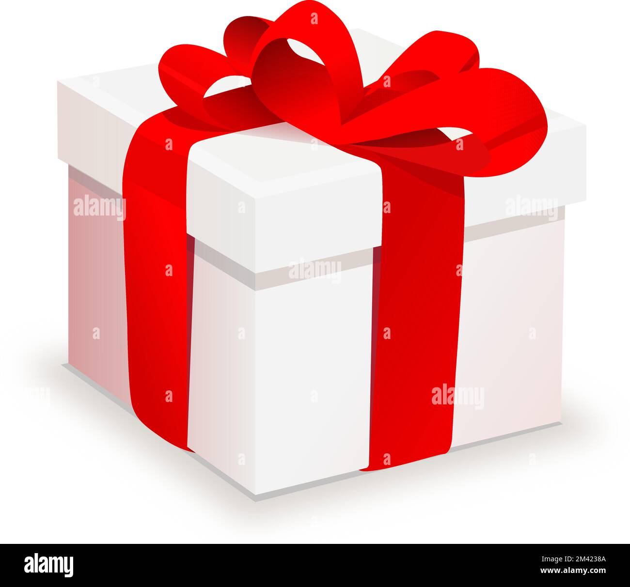 Vector gift box with red ribbon on isolated white background Stock ...
