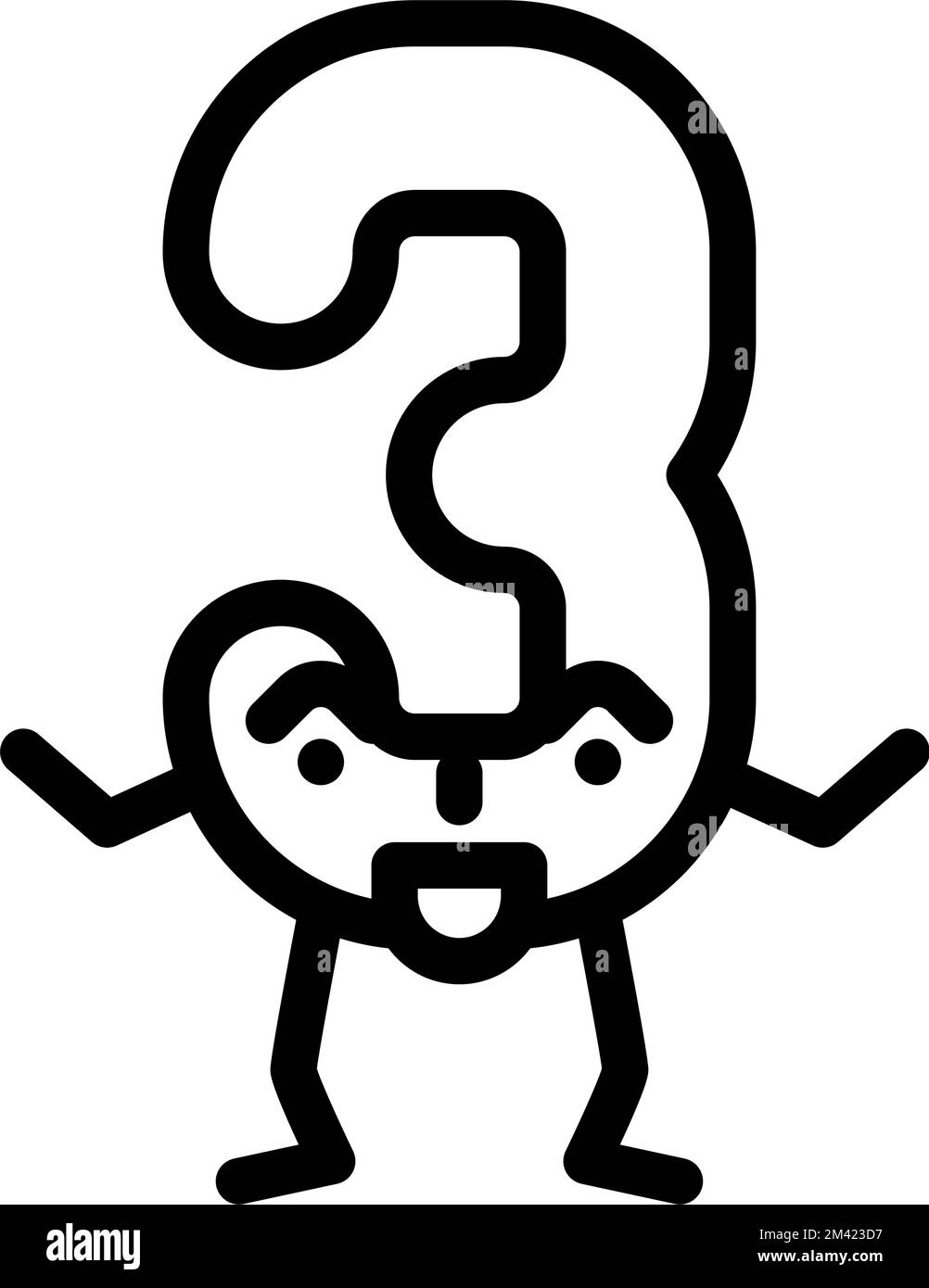 three number character line icon vector illustration Stock Vector Image ...