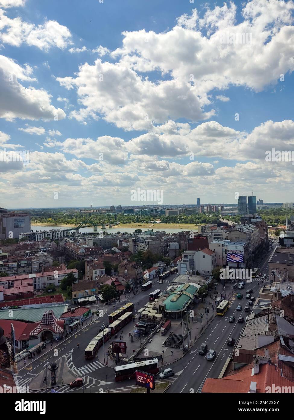 A vertical top view of the beautiful cityscape of Belgrade, Zeleni ...