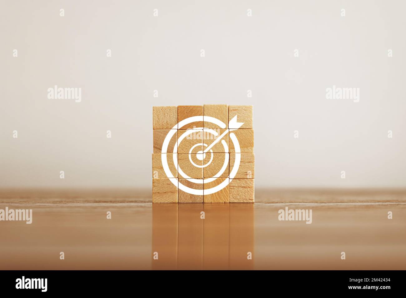 Woods block square with target, business strategy, Action plan, Goal ...