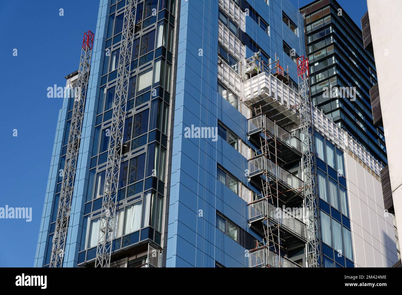 High rise residential building of flats with cladding being replaced ...