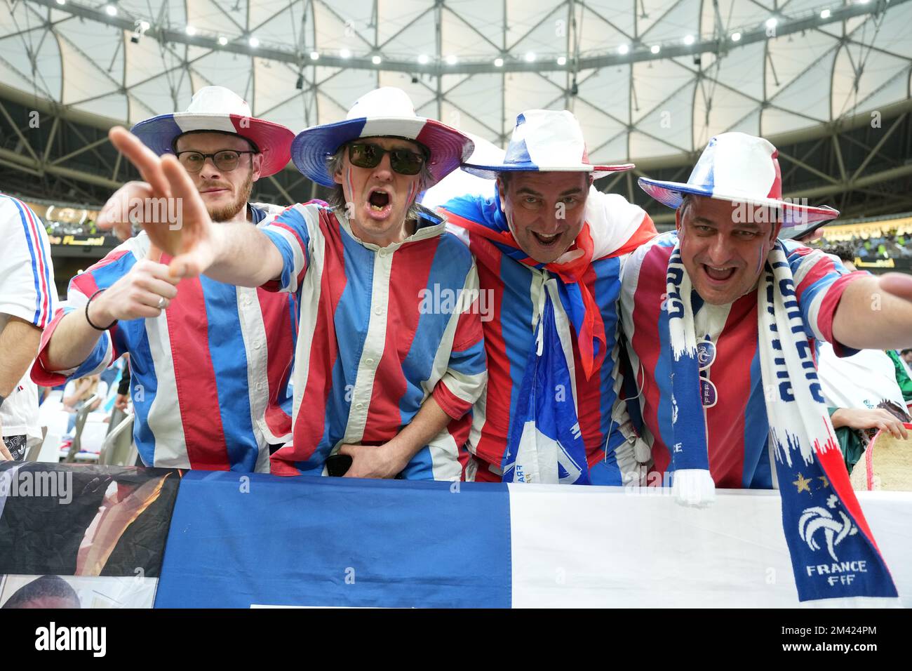France fans pose for photographs before the FIFA World Cup final at ...
