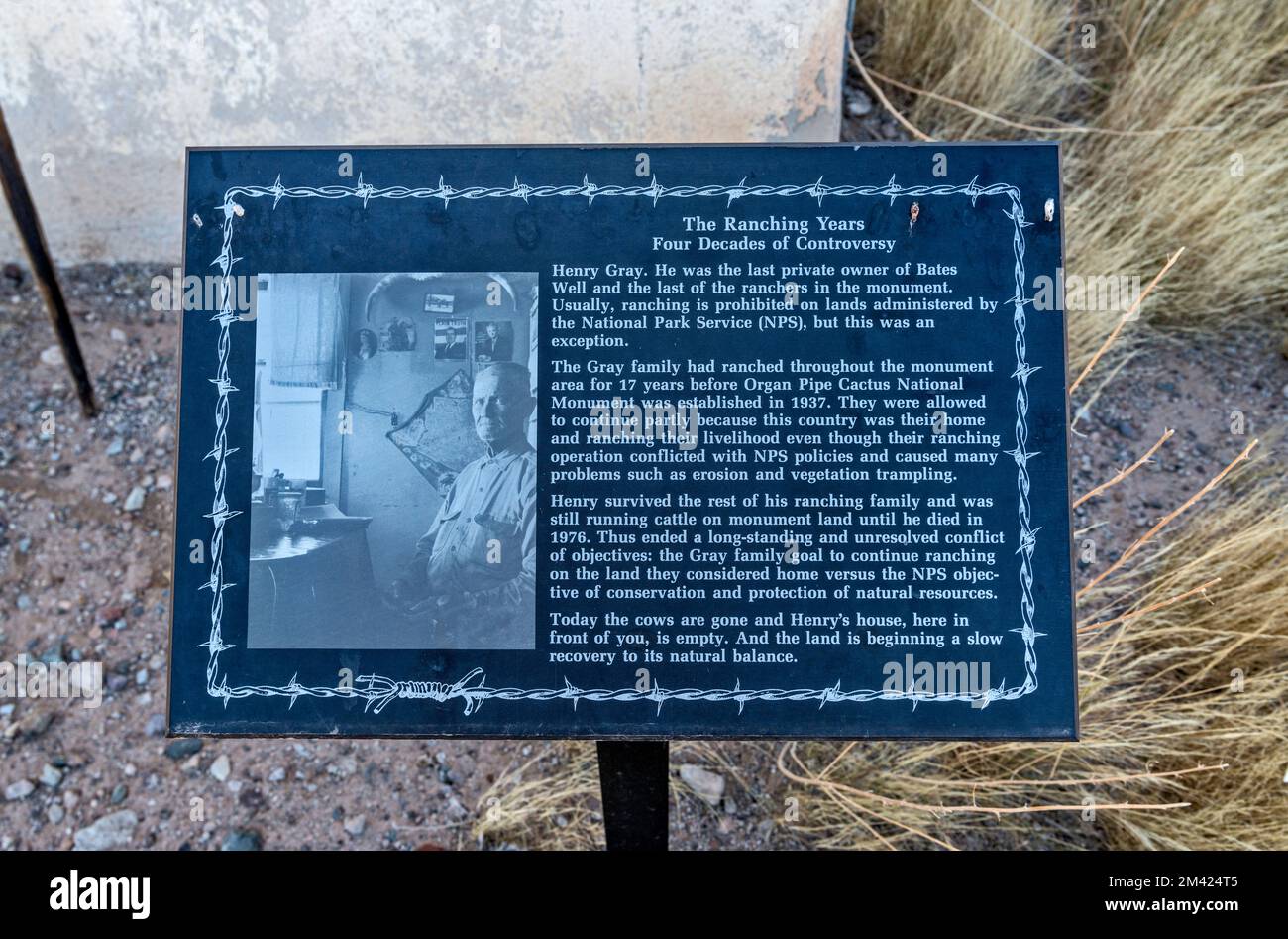 Information sign, Henry Gray home, Bates Well Ranch, El Camino del ...