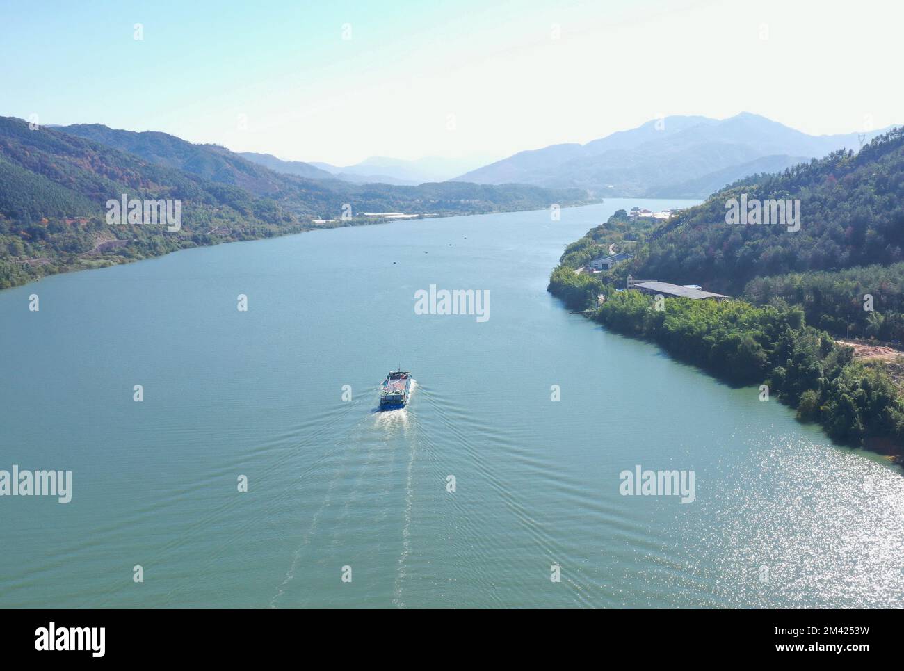 Nanping. 18th Dec, 2022. This aerial photo shows a new energy cargo ...