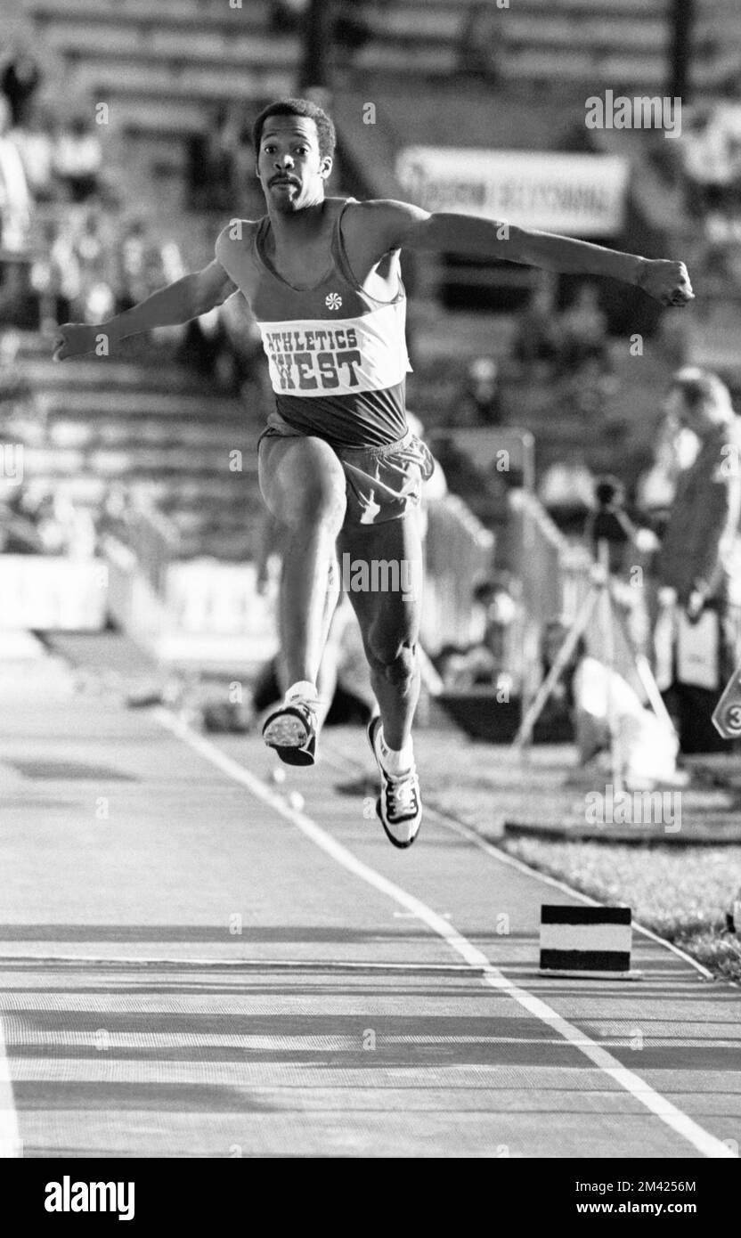 WILLI BANKS USA triple jump athlete at DN Galan i Stockholm 1981 Stock ...