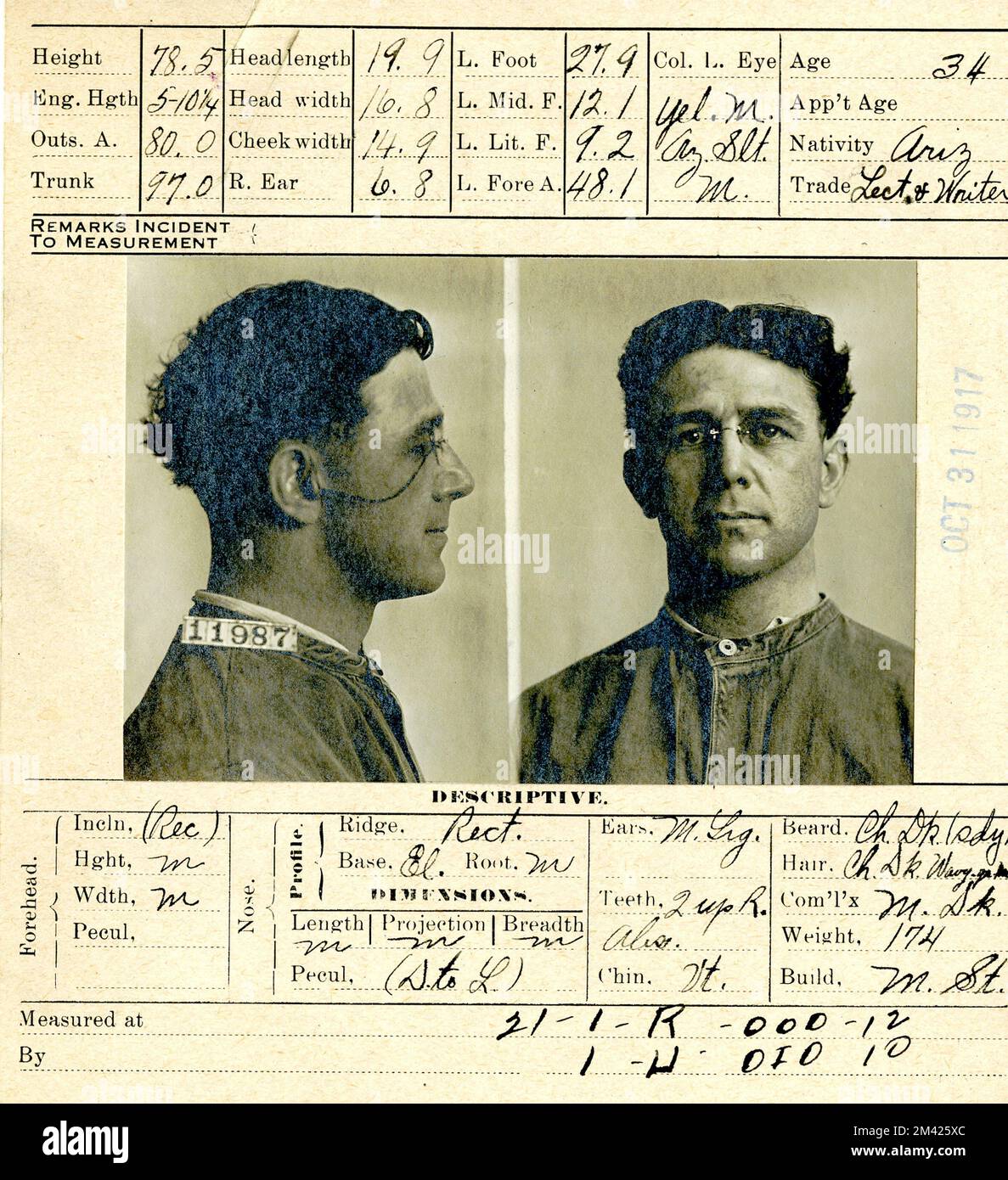 Intake Card of Daniel Wallace. This item is the prison intake card. It ...
