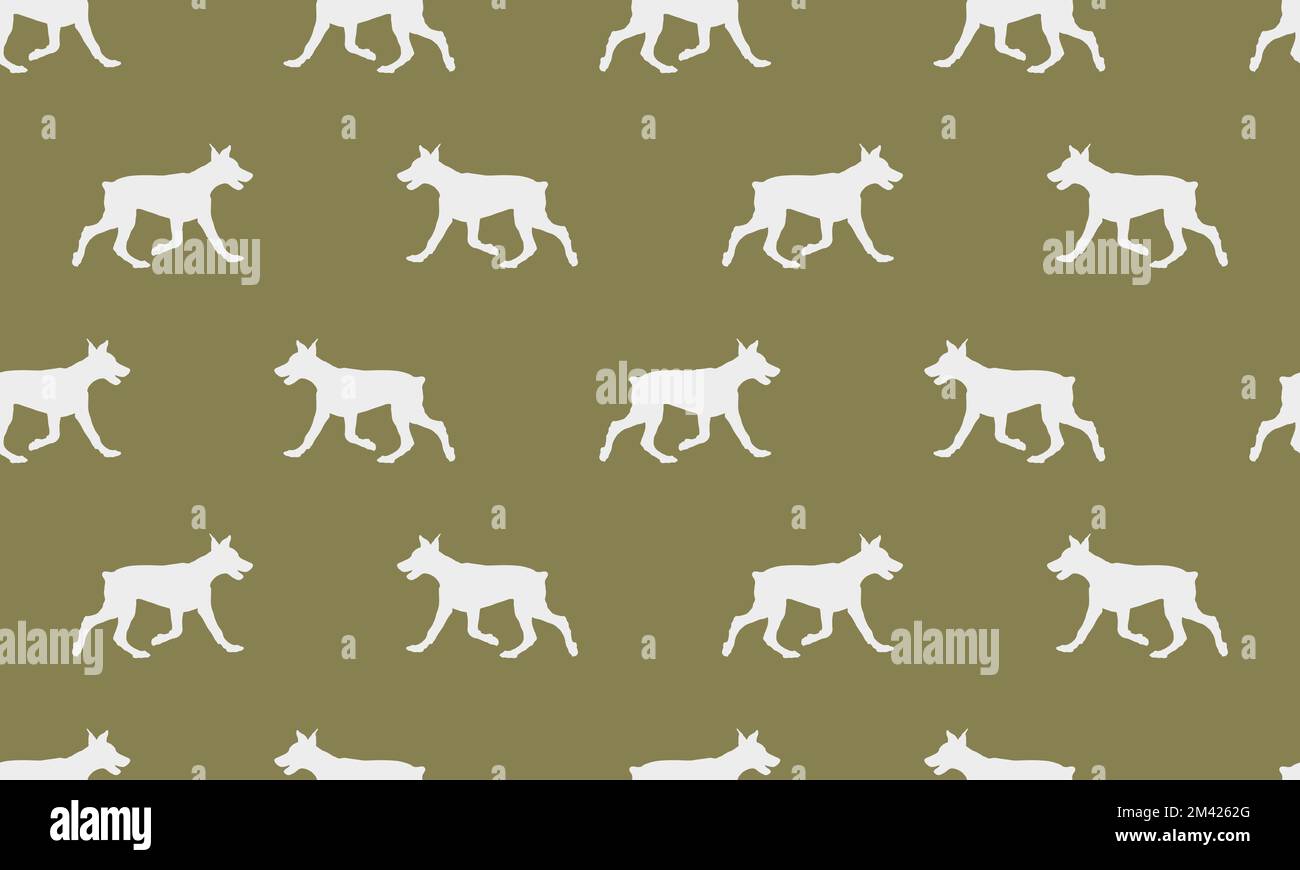 Running doberman pinscher puppy. Seamless pattern. Dog silhouette ...
