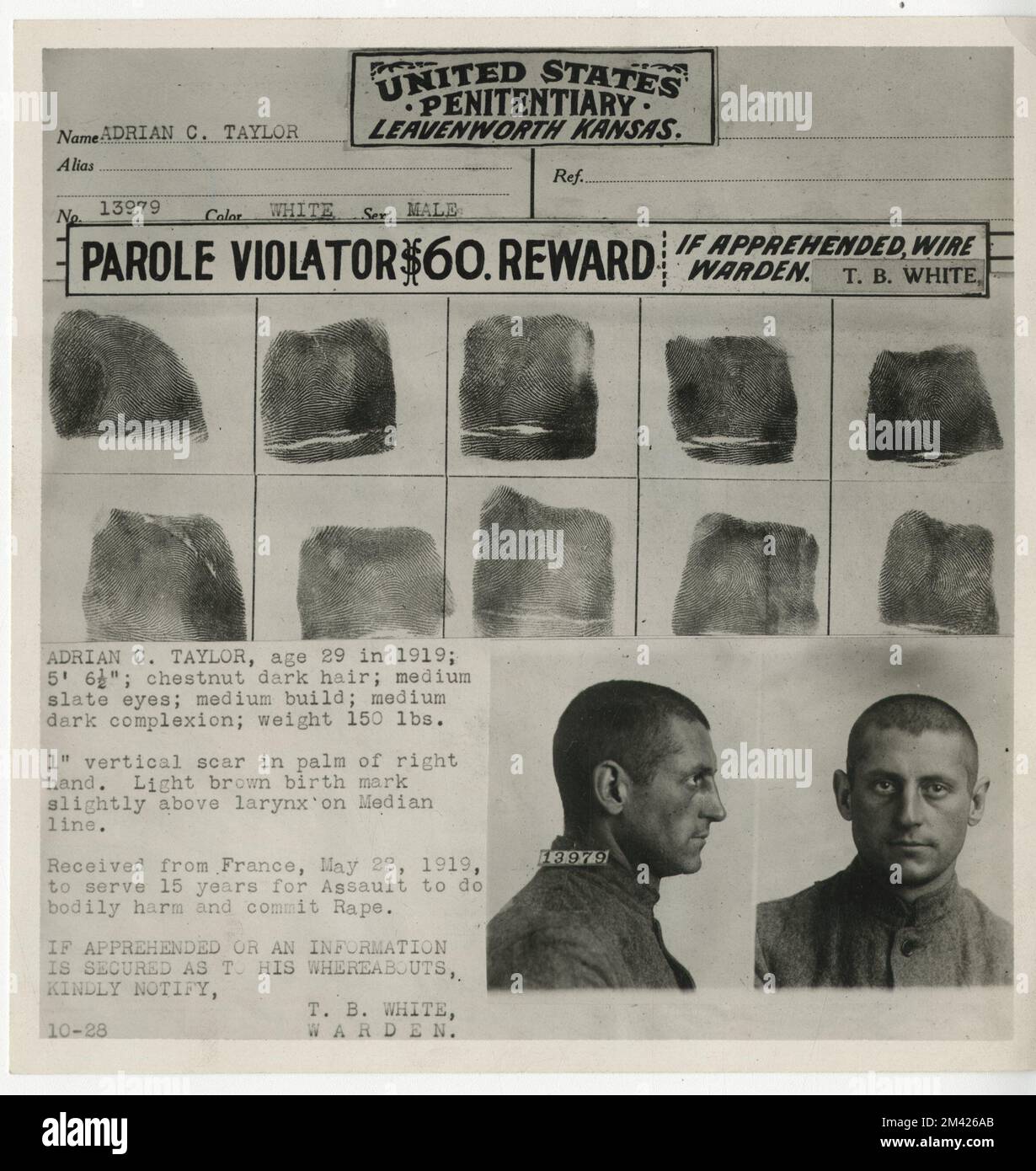Photograph of Adrian C. Taylor. Bureau of Prisons, Inmate case files ...