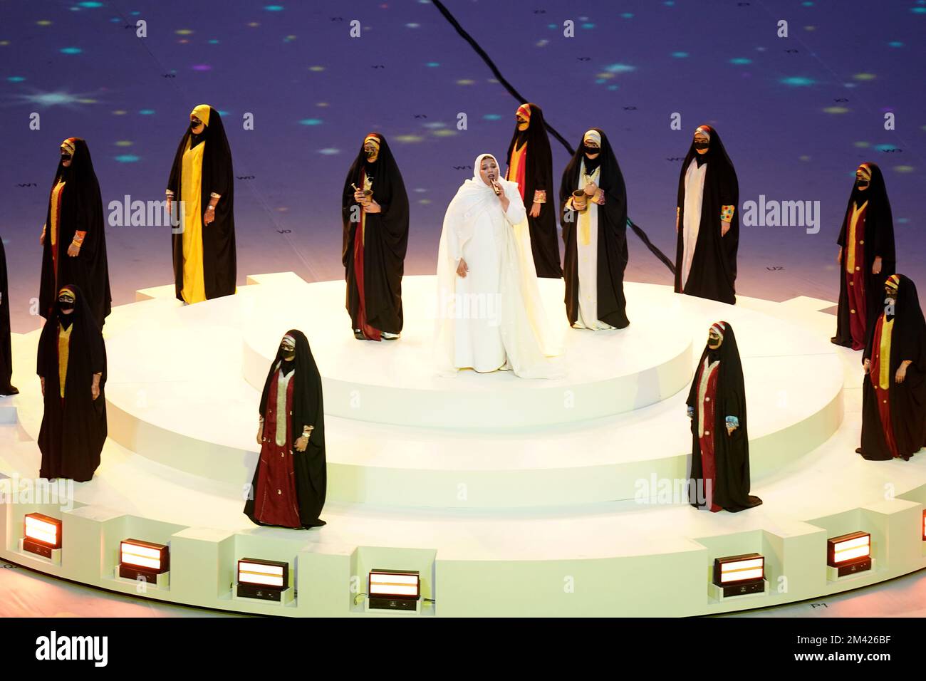 Performers during the closing ceremony prior to the FIFA World Cup ...